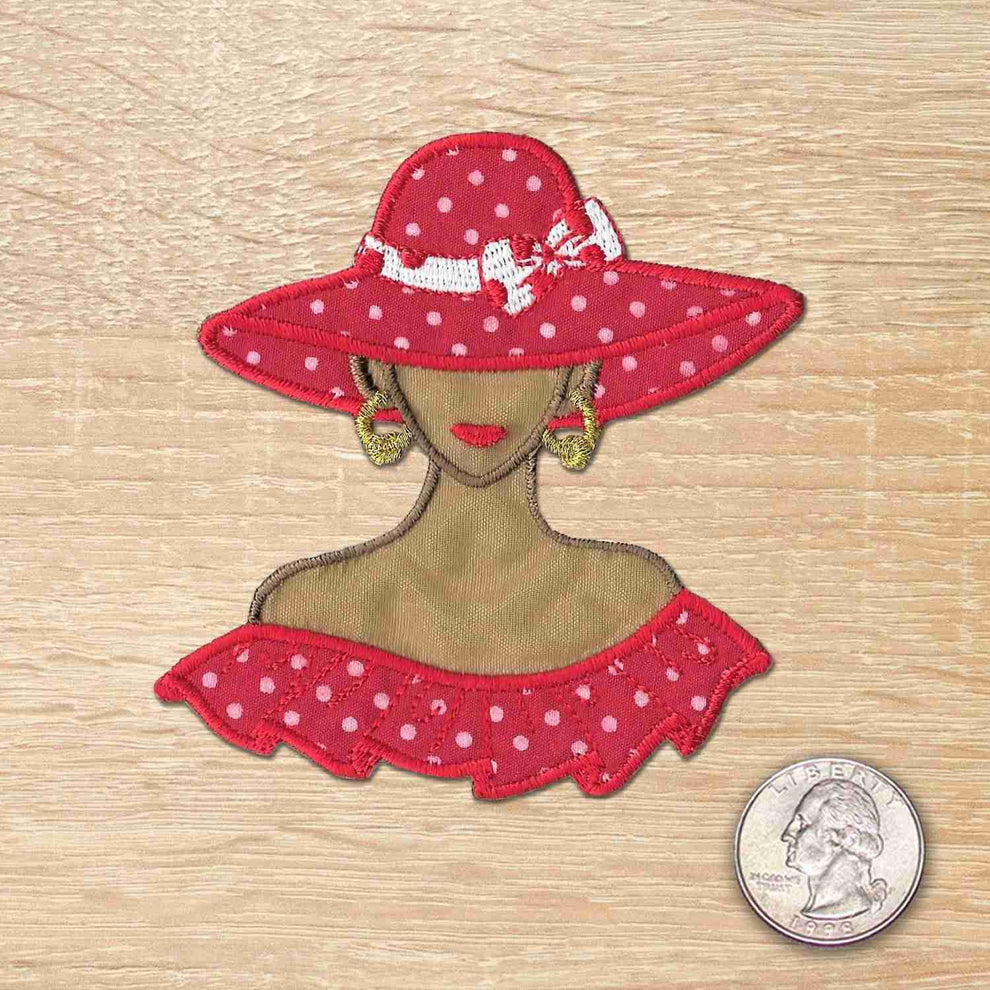 Tan Red Hat Polka Dot Lady Iron On Patch - Small – Laughing Lizards