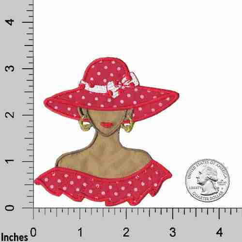 Tan Red Hat Polka Dot Lady Iron On Patch - Small – Laughing Lizards
