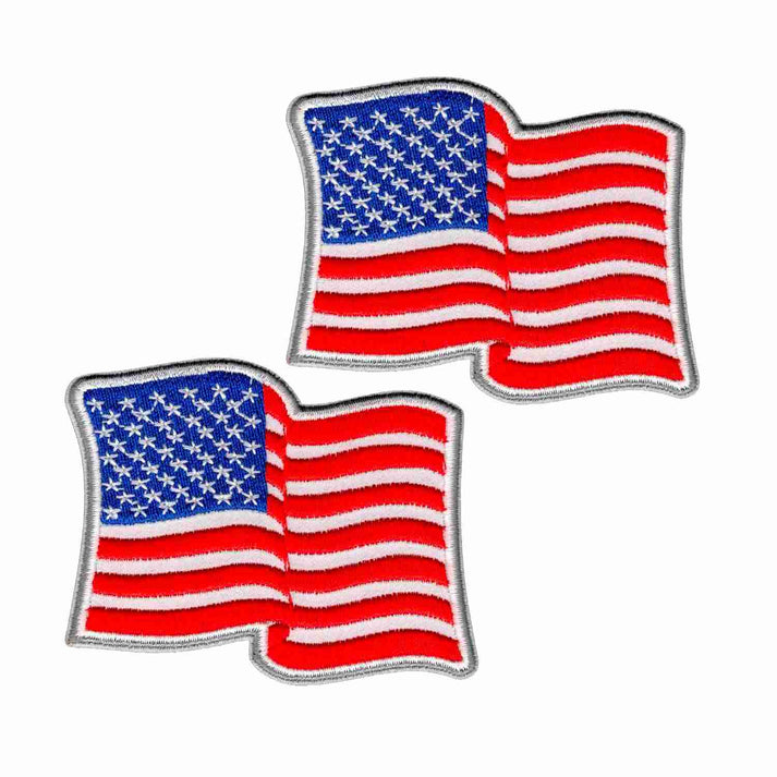 Waving American Flag Iron On Patch Applique – Laughing Lizards