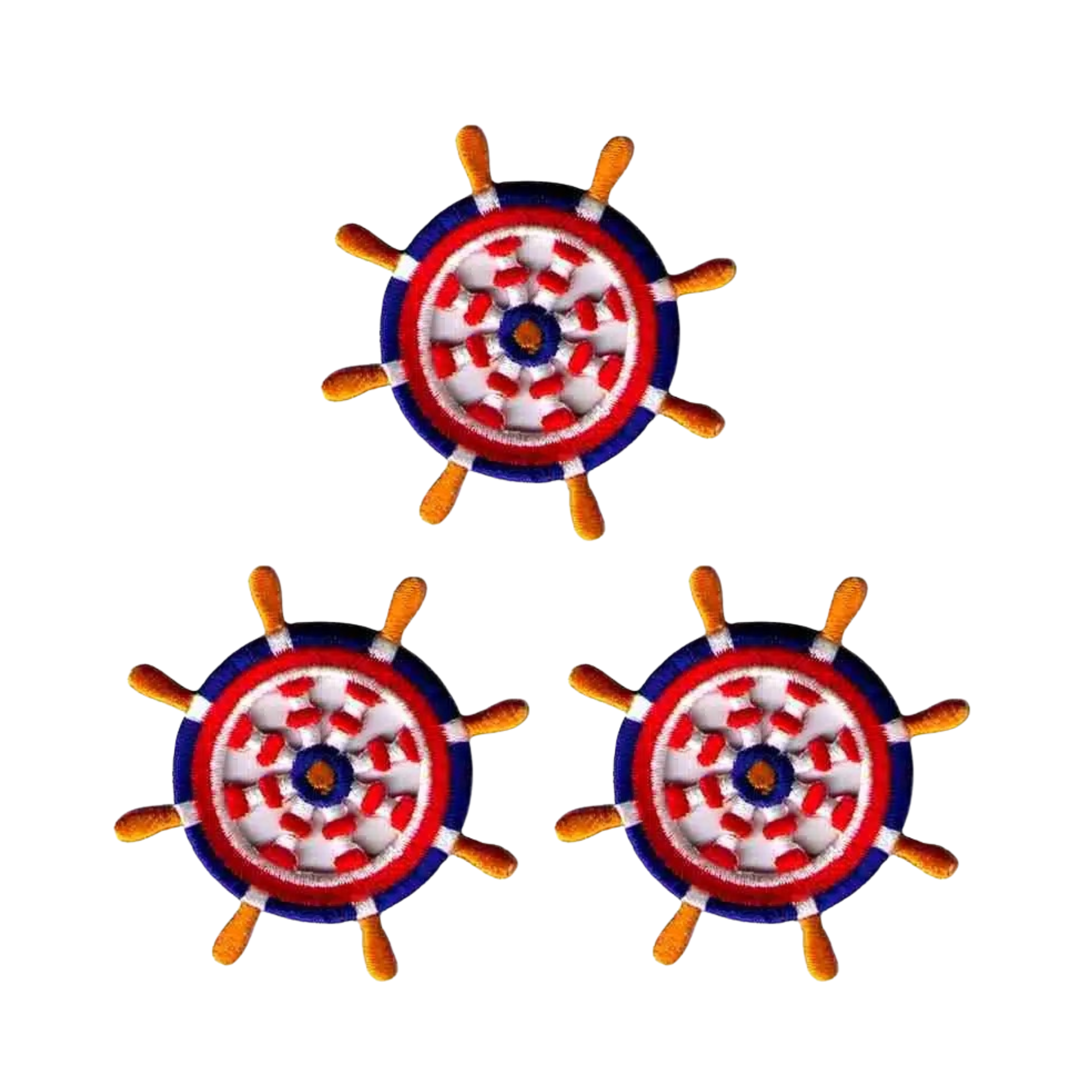 Primary Colored Marine Ship's Wheel Iron On Nautical Patch Applique ...