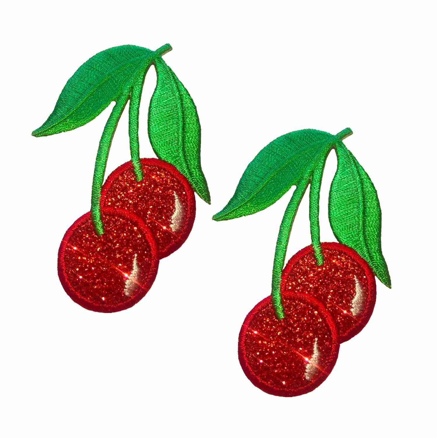 Iridescent Pair of Cherries Iron On Fruit Patch Applique – Laughing Lizards